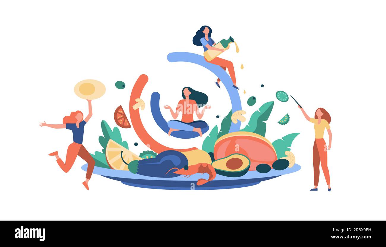 Young women presenting high fat foods Stock Vector Image & Art - Alamy