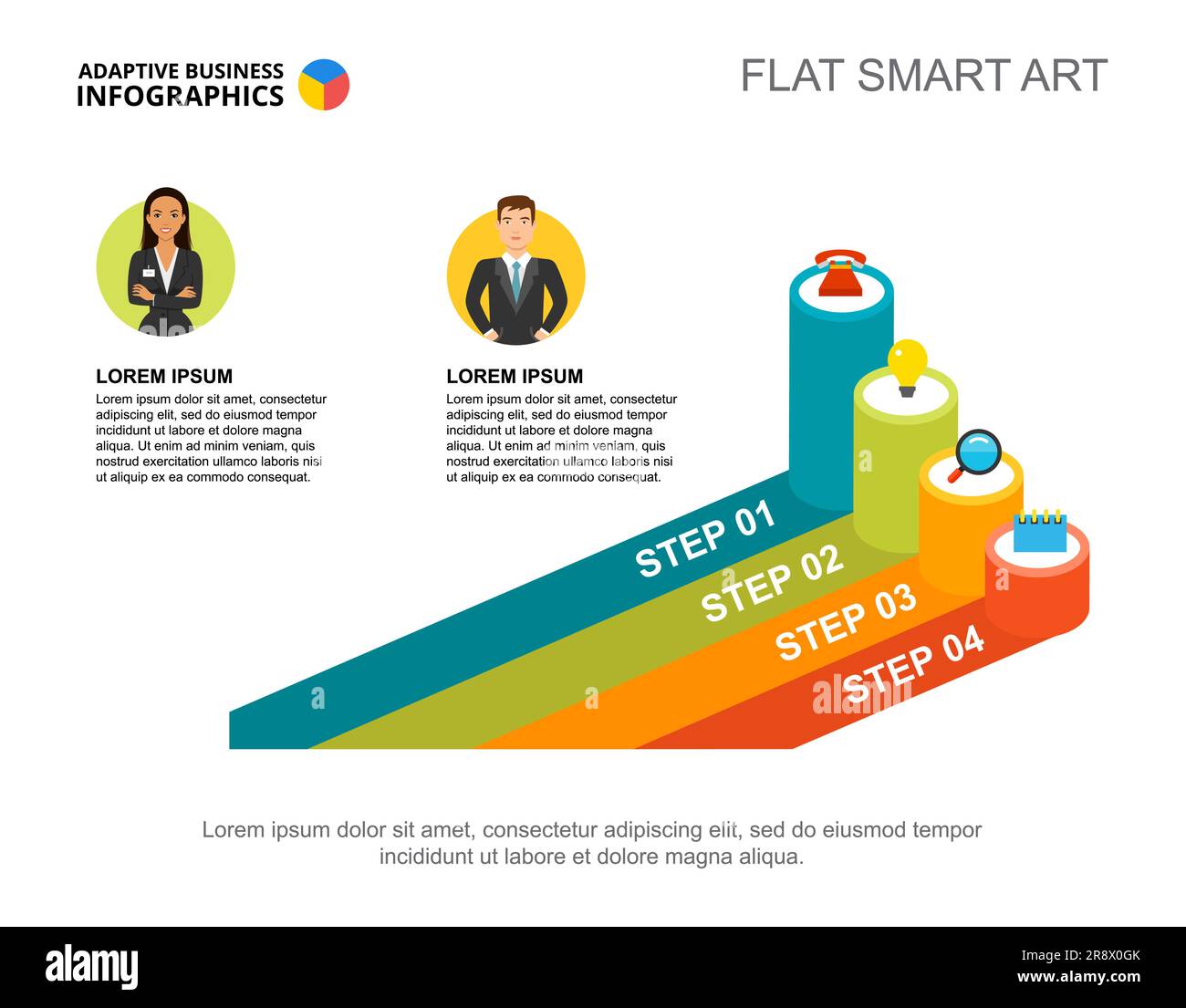 Two entrepreneurs process chart template for presentation Stock Vector ...