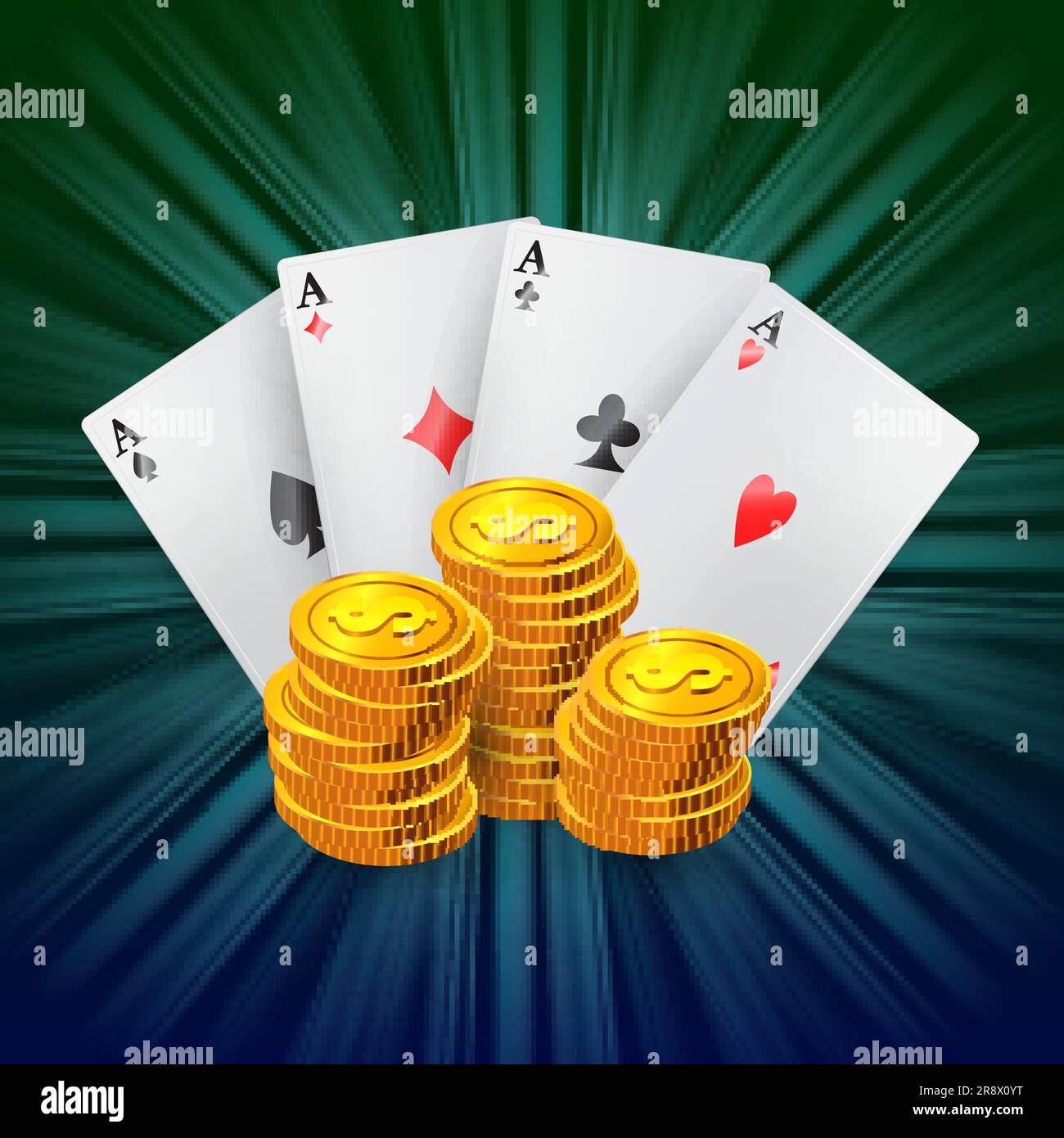Four aces and golden coins stacks Stock Vector Image & Art - Alamy