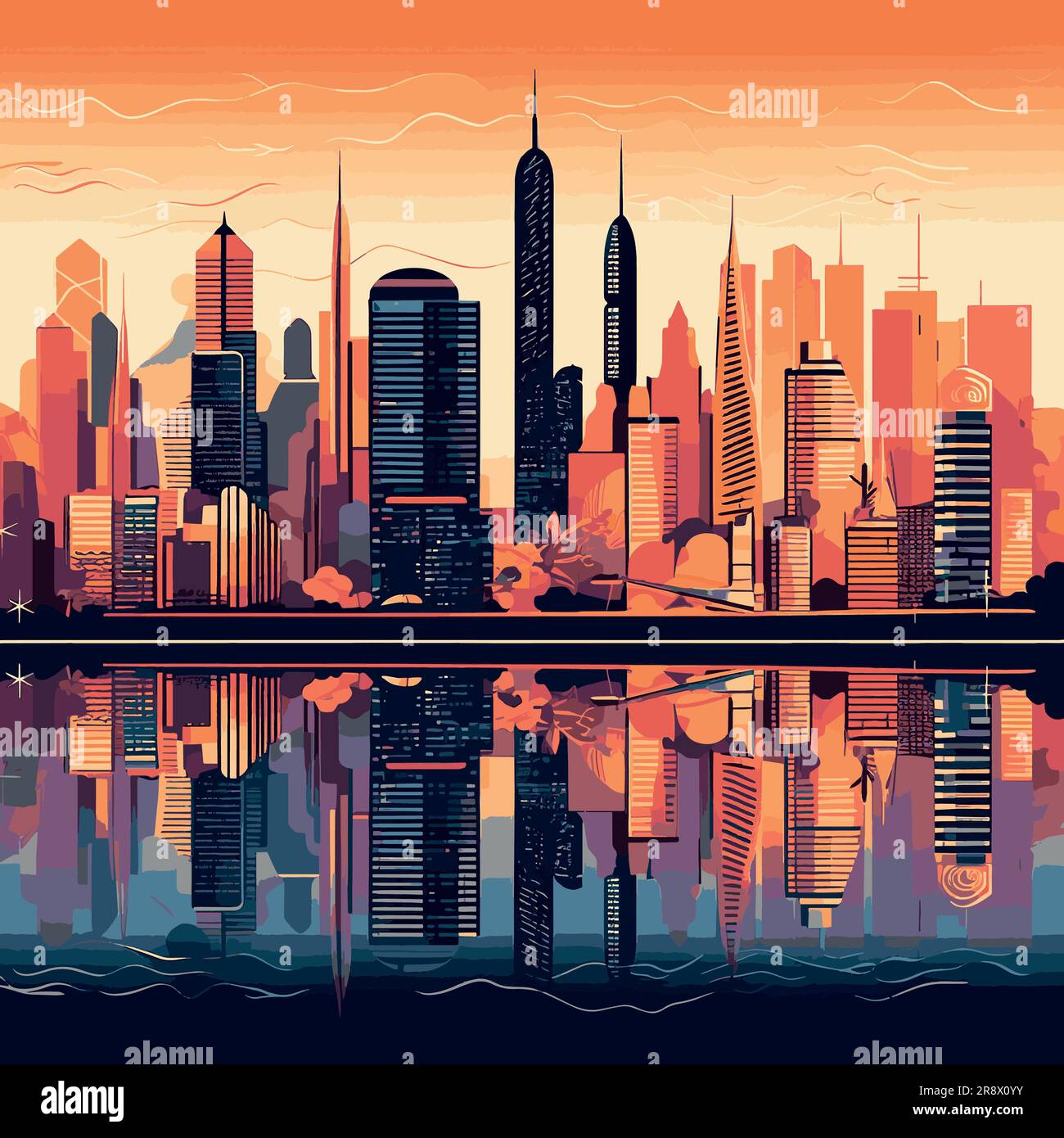 Panorama view modern buildings Stock Vector Images - Alamy