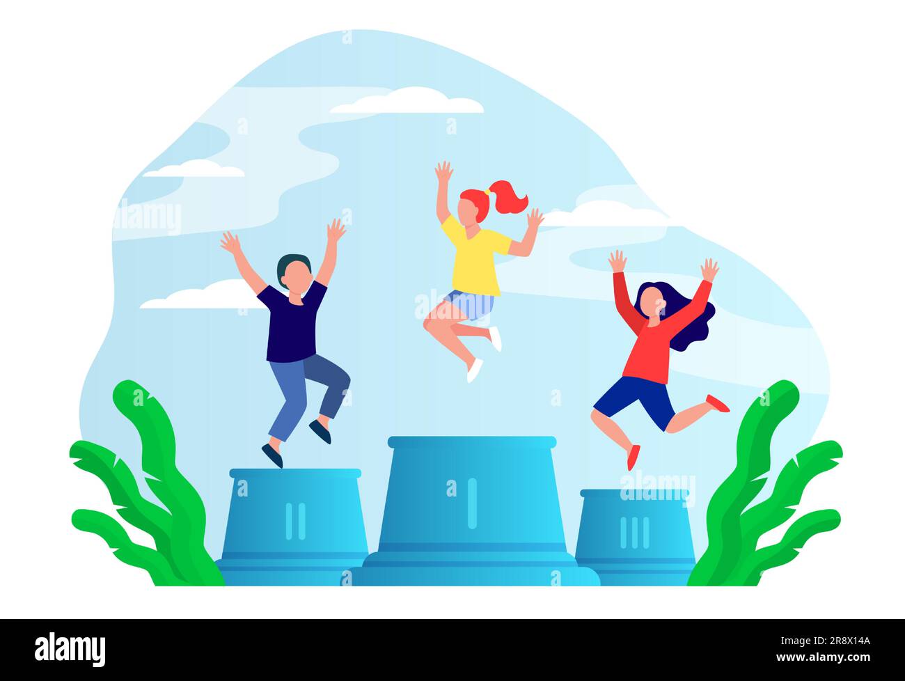 Happy children celebrating victory Stock Vector Images - Alamy