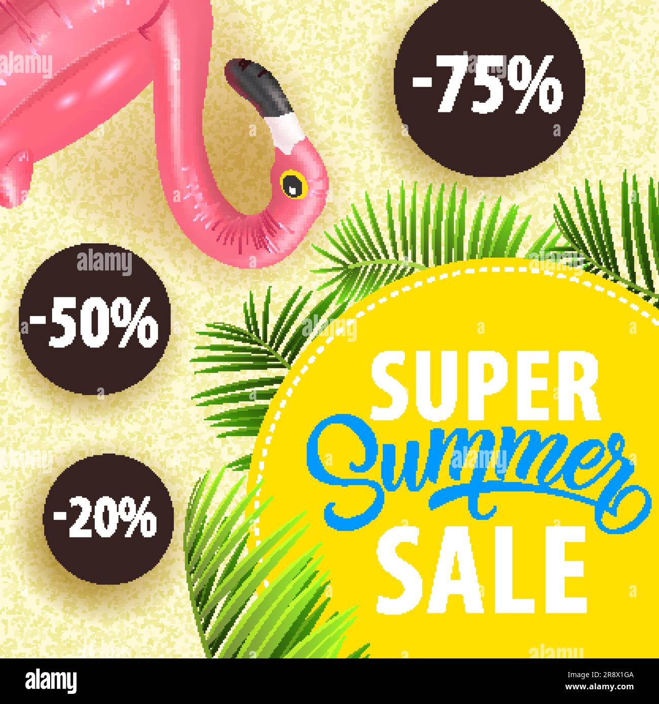 Super summer sale flyer design with palm leaves Stock Vector Image ...