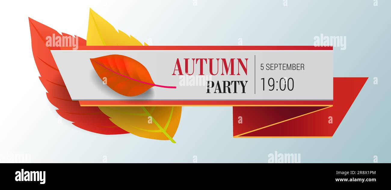 Autumn party lettering with bright leaves Stock Vector Image & Art - Alamy