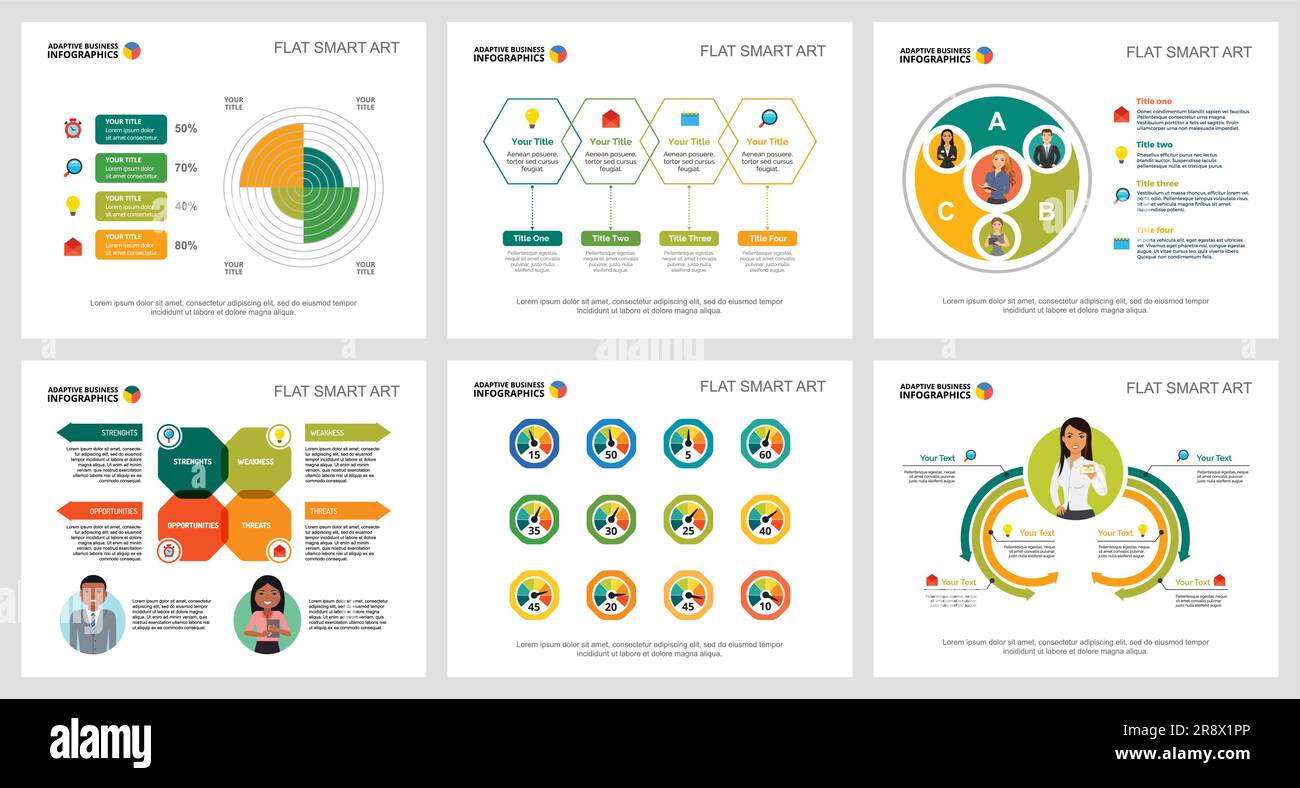 Colorful research and planning infographic charts set Stock Vector ...