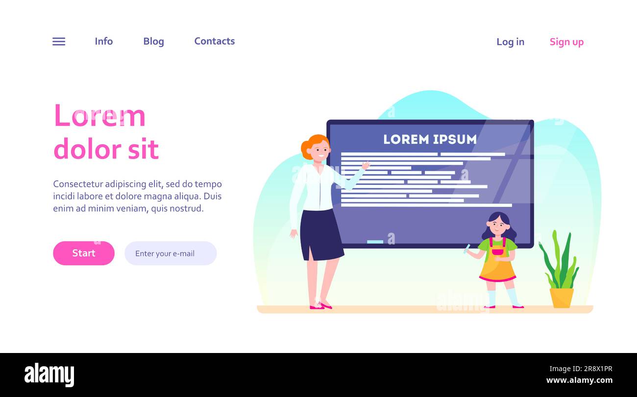 Cute schoolgirl giving report at class blackboard Stock Vector Image ...