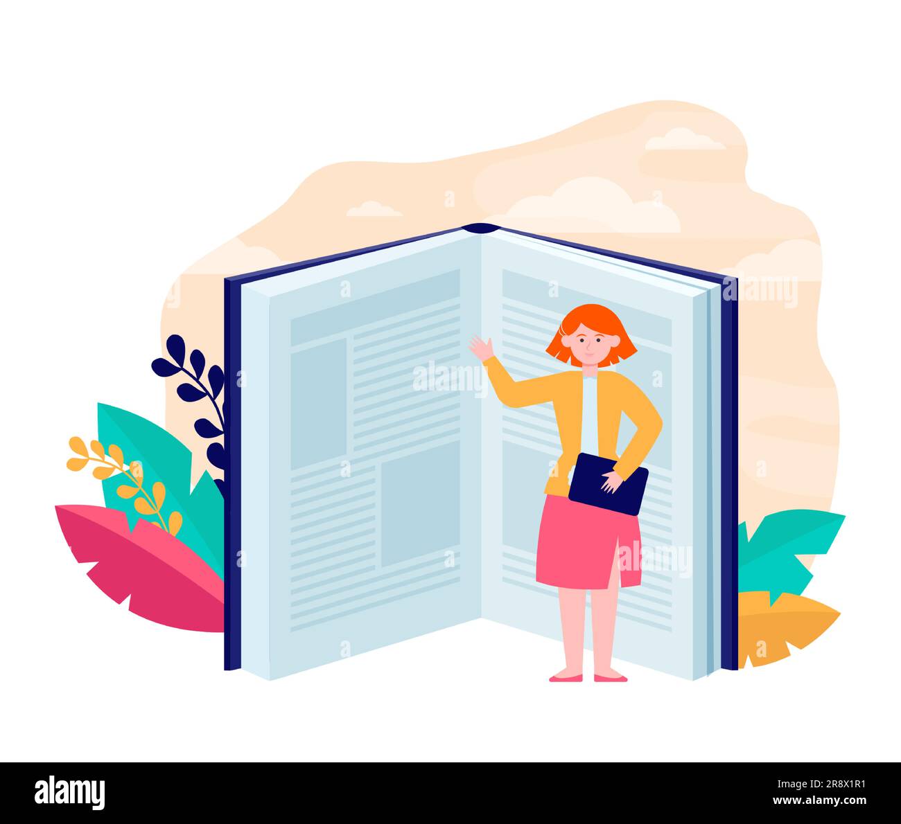 Student pointing hand at book pages Stock Vector Image & Art - Alamy