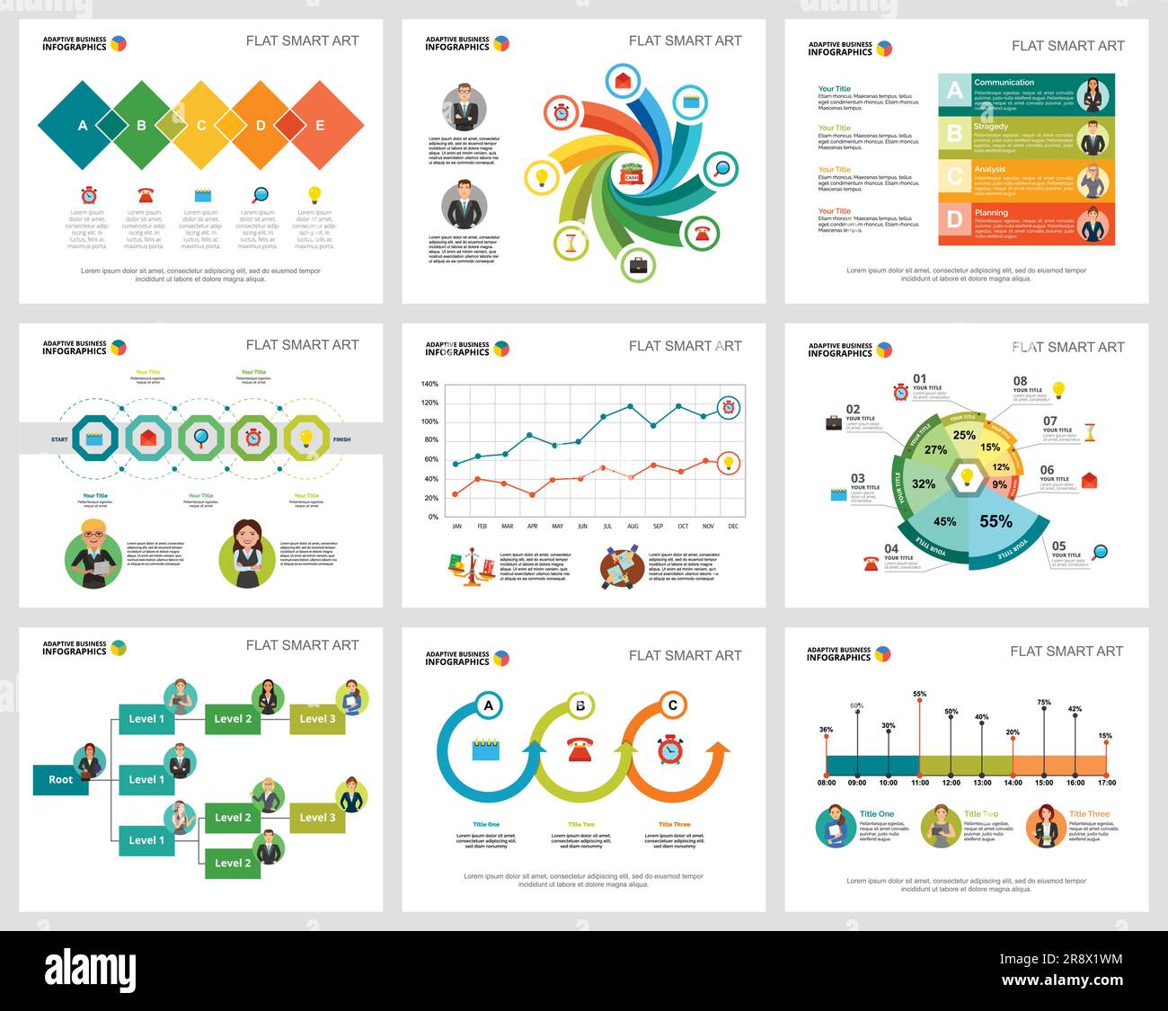 Colorful statistics or training concept infographic charts set Stock ...