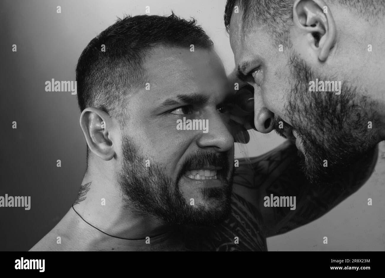 Aggressive Angry Man Brutal Man Serious Face Of Handsome Male Model