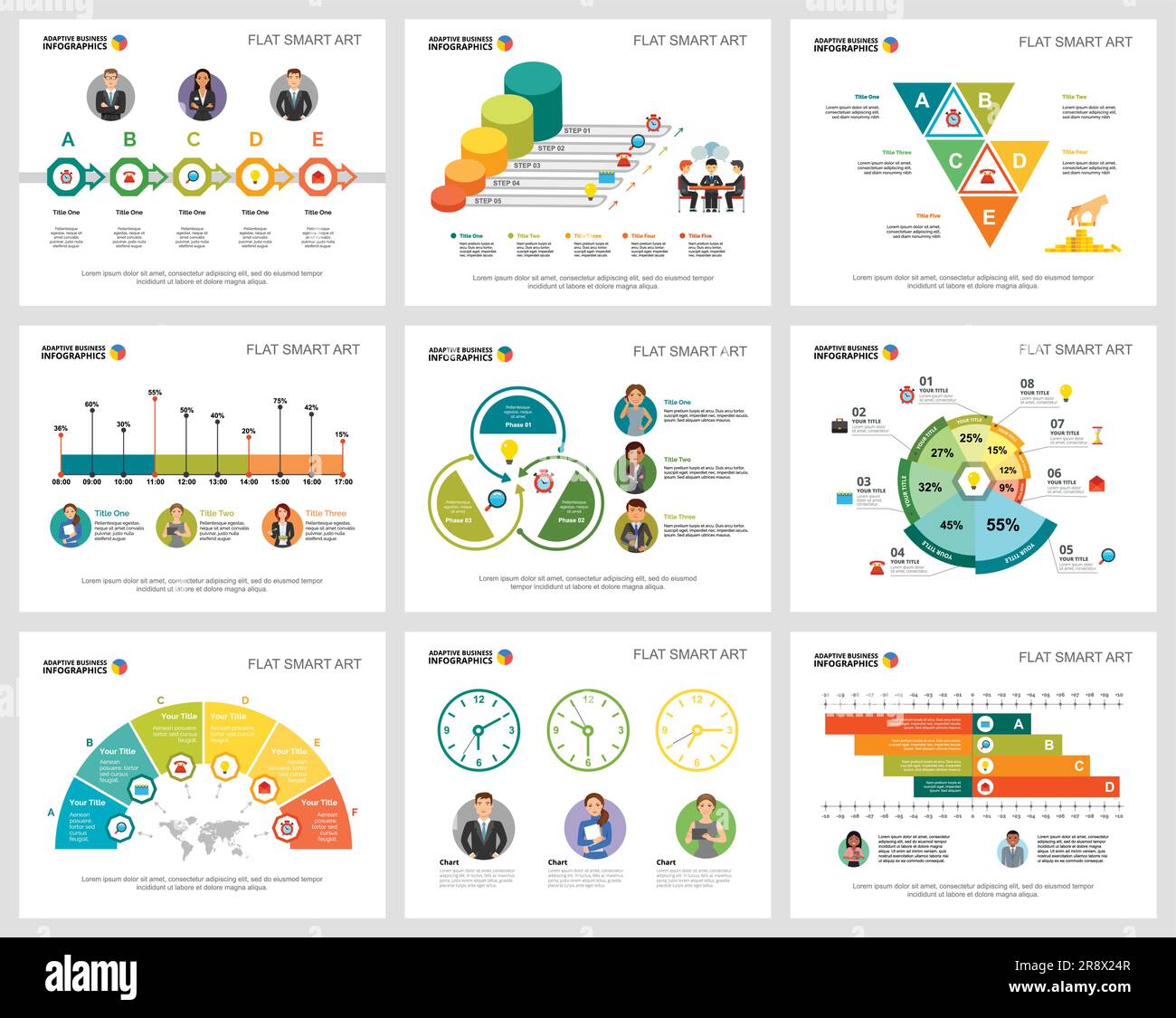 Colorful strategy or logistics concept infographic charts set Stock ...