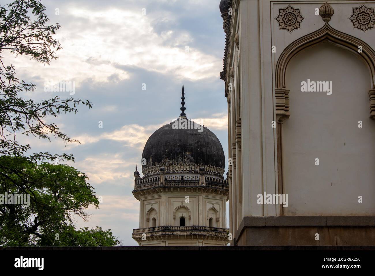 View of giant tomb buildings in the vast area of Qutb Shahi ...
