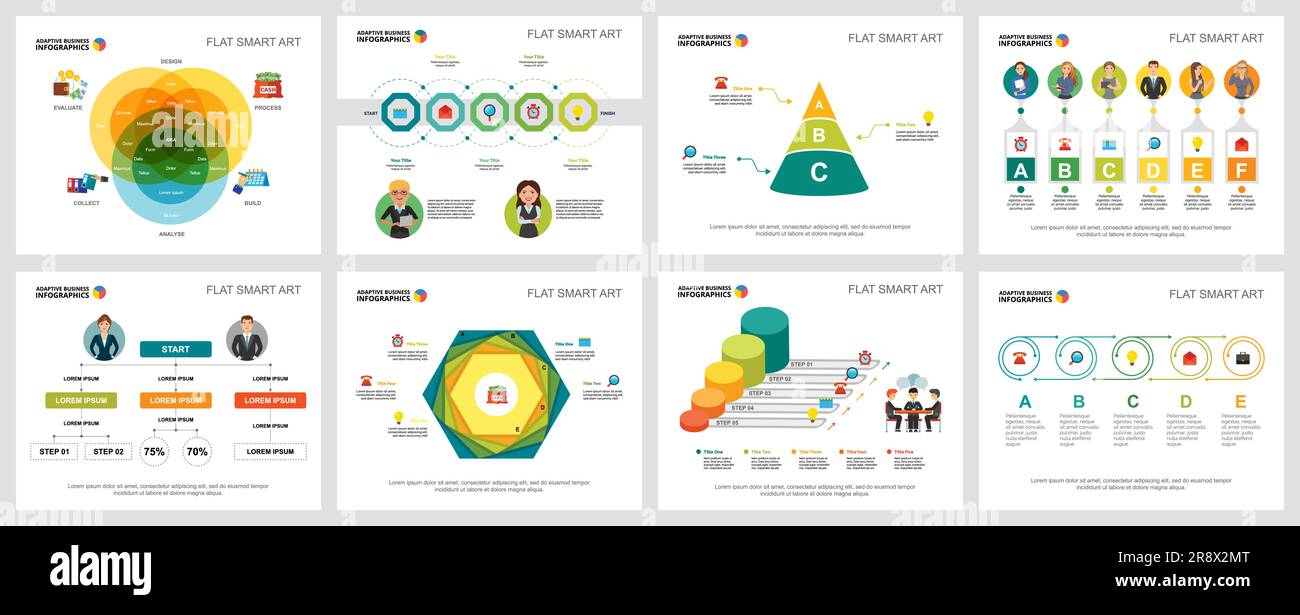 Colorful smart art charts set for presentation slide templates Stock ...
