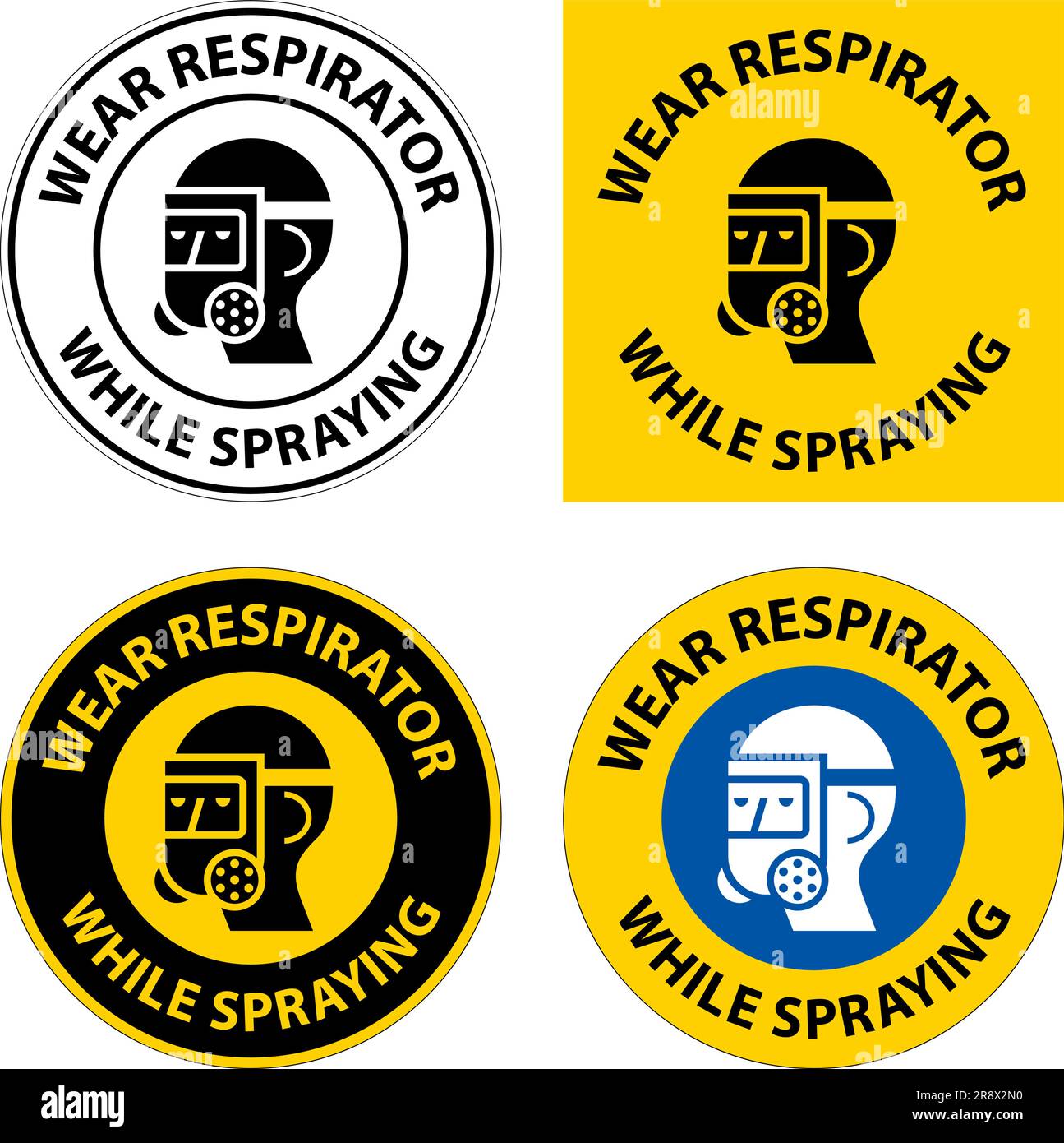 Caution Wear Respirator While Spraying Sign With Symbol Stock Vector ...