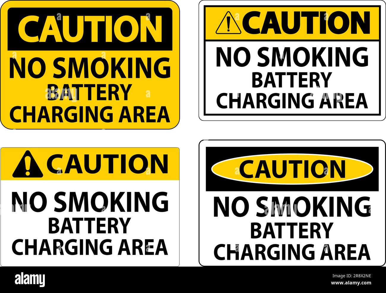 Caution Sign Battery Storage Area No Smoking Stock Vector Image & Art ...