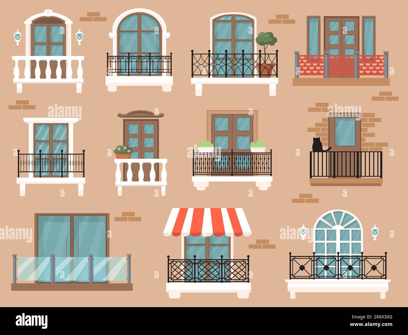 Apartment balcony railing Stock Vector Images - Alamy