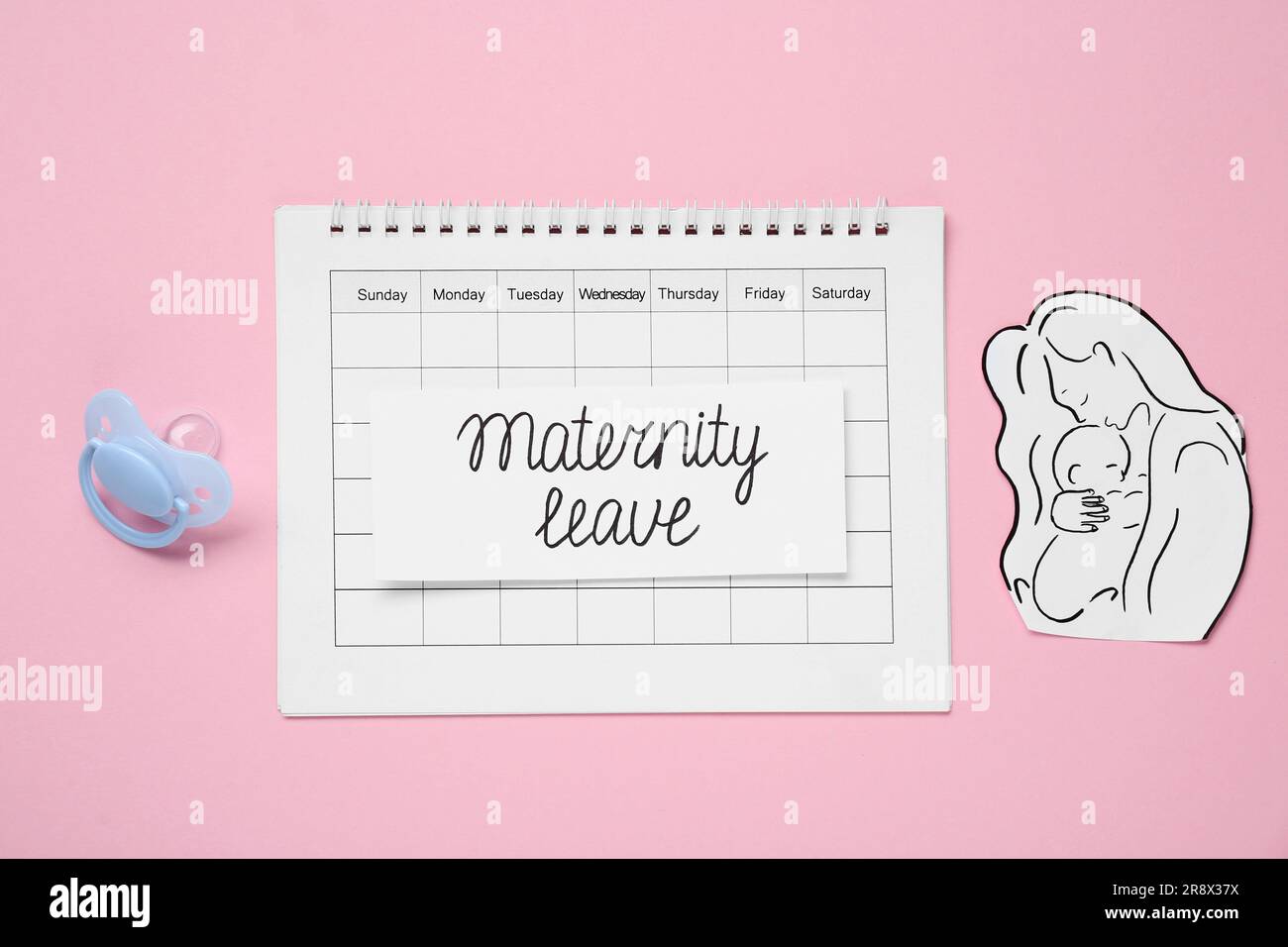 Flat lay composition with card, paper cutout of mother and child on ...