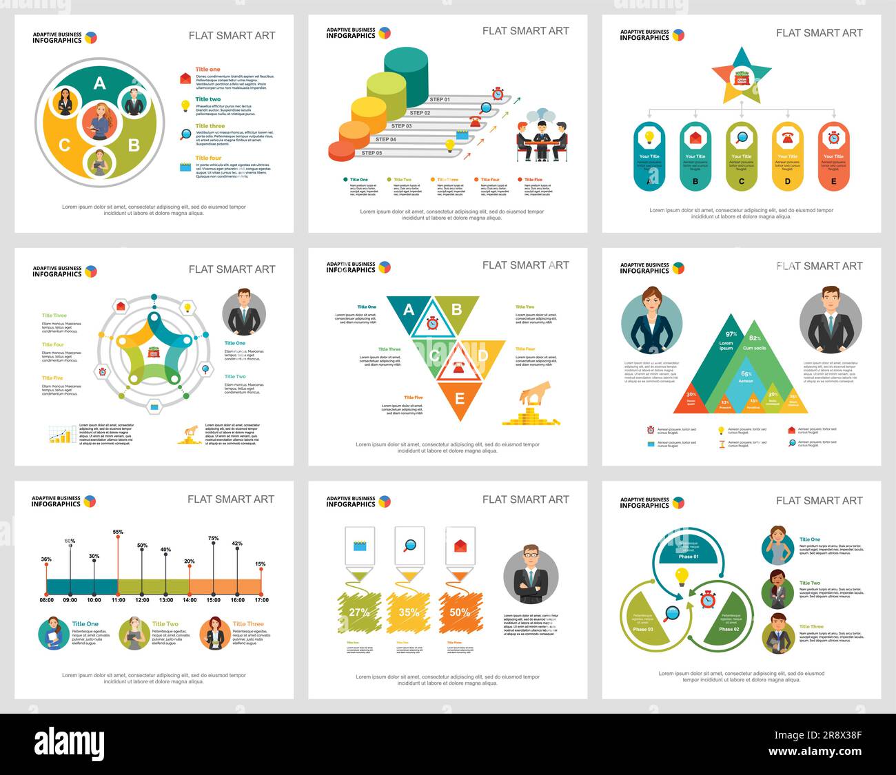Colorful marketing or insurance concept infographic charts set Stock ...