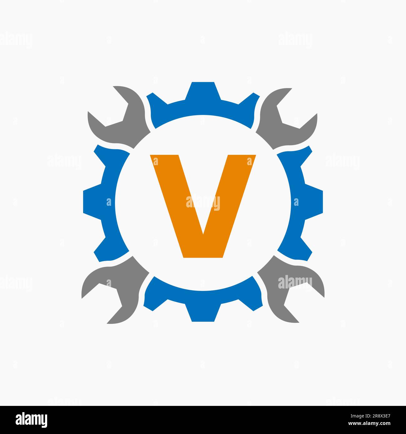 Letter V Repair Logo Gear Technology Symbol. Construction Service Logo ...