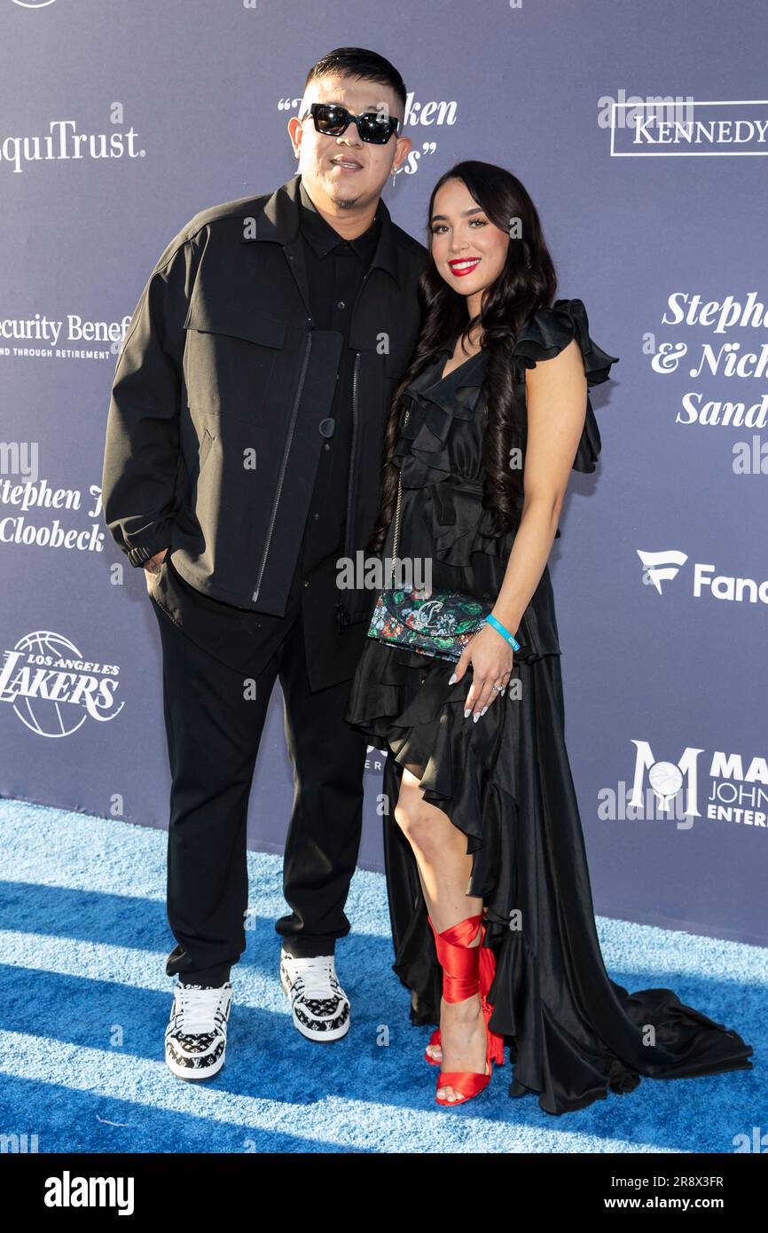 Los Angeles, USA. 22nd June, 2023. Julio Urias and Daisy Perez attend the arrivals of the 2023 ...