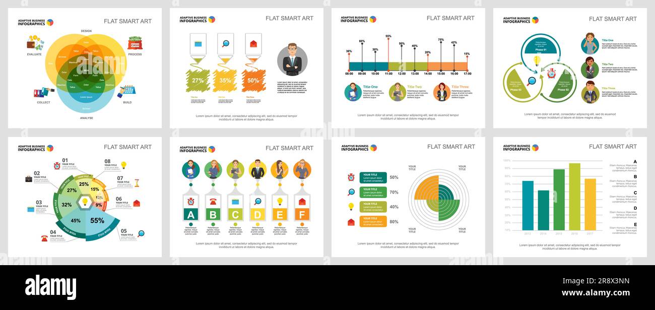 Colorful statistics or analysis concept infographic charts set Stock ...