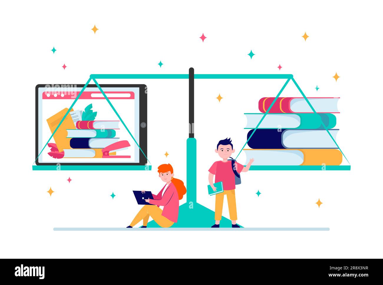 Electronic and paper books comparison Stock Vector Image & Art - Alamy