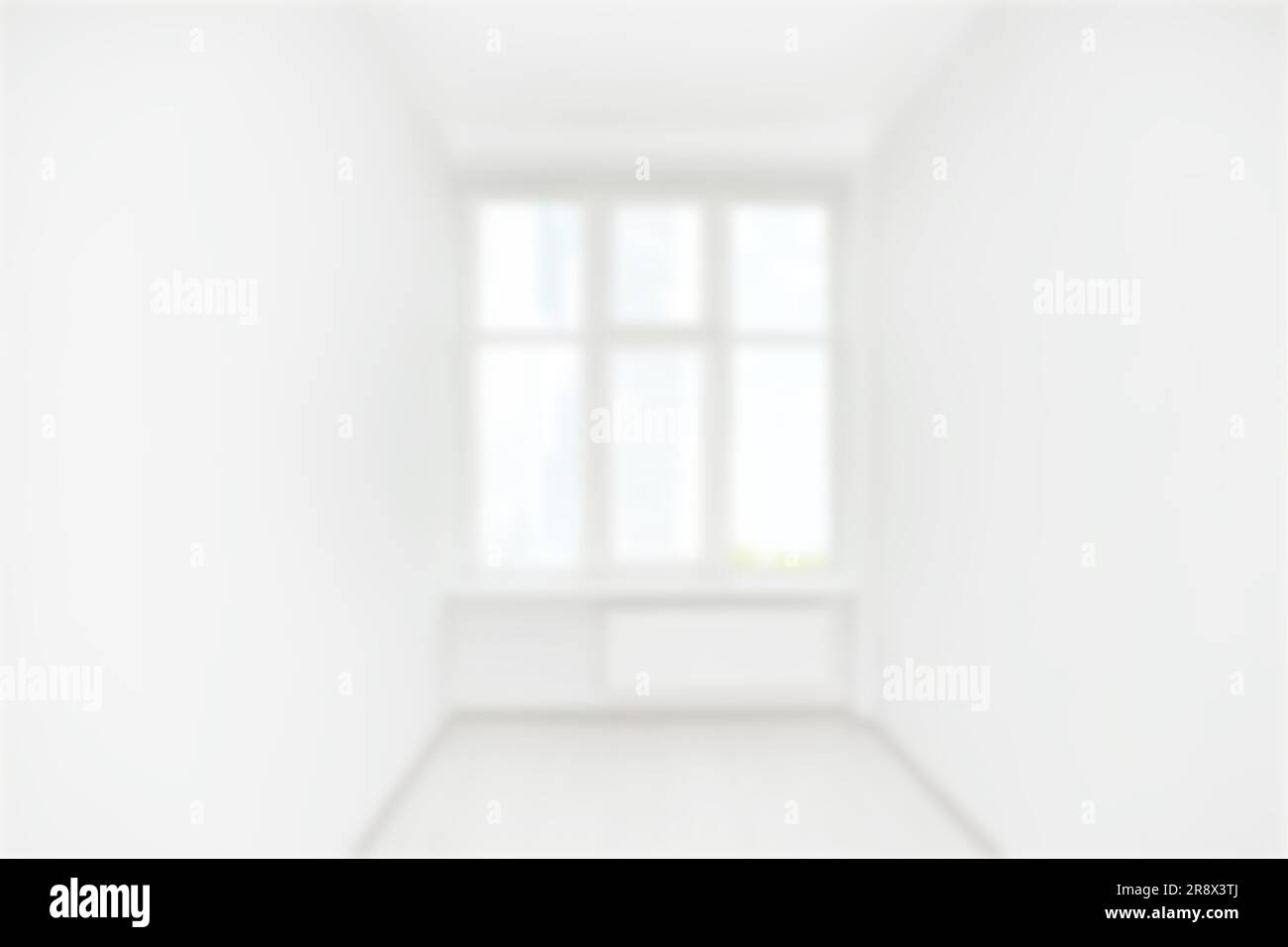 Empty room with white walls and window, blurred view Stock Photo - Alamy