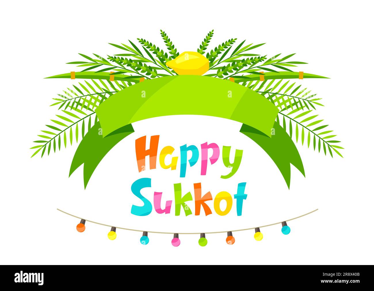 Happy Sukkot greeting card. Holiday background with Jewish festival ...