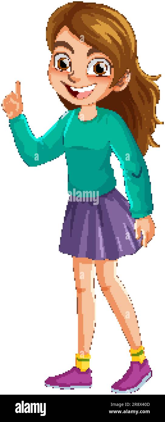 Cute woman pointing cartoon character illustration Stock Vector Image ...