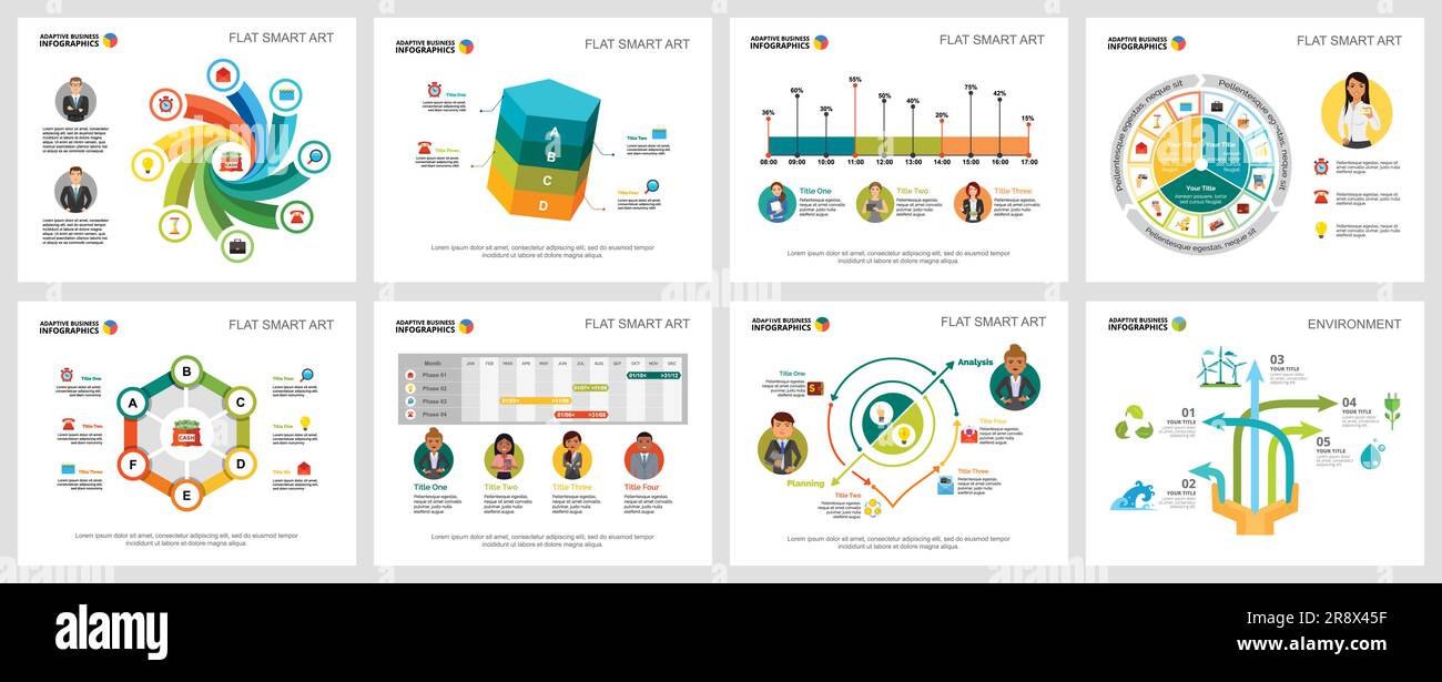 Colorful environment and business concept infographic charts set Stock ...