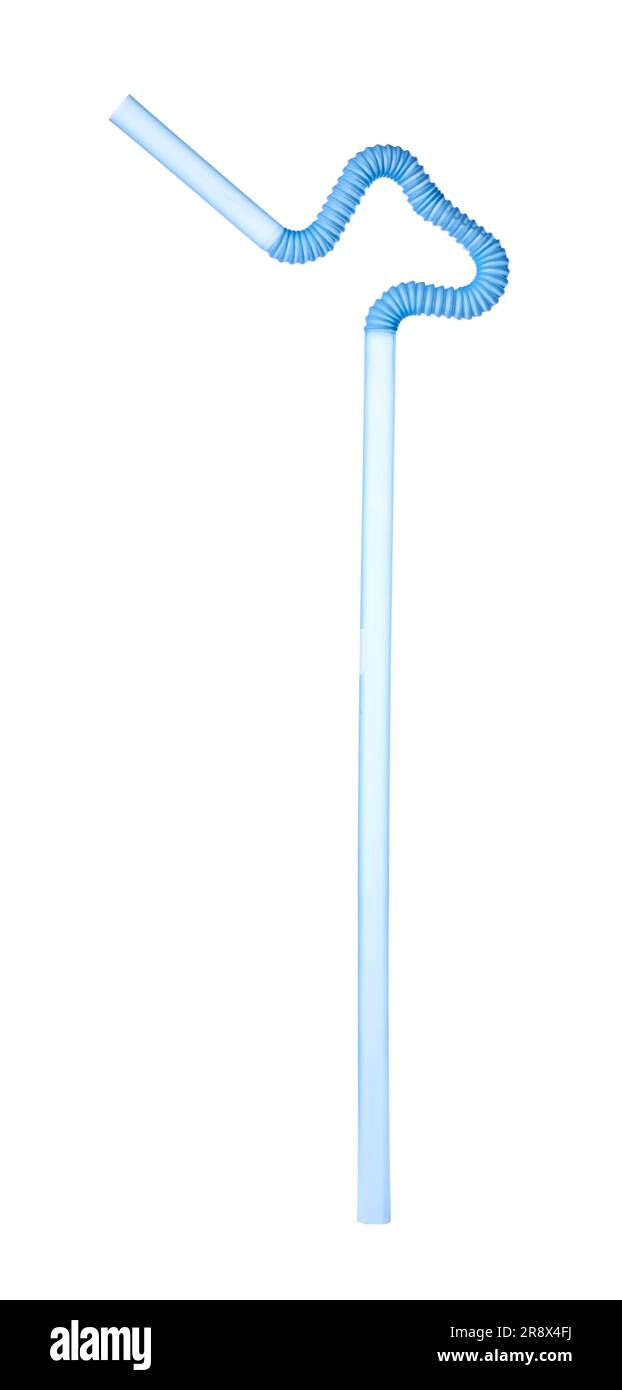 Light blue plastic cocktail straw isolated on white Stock Photo - Alamy