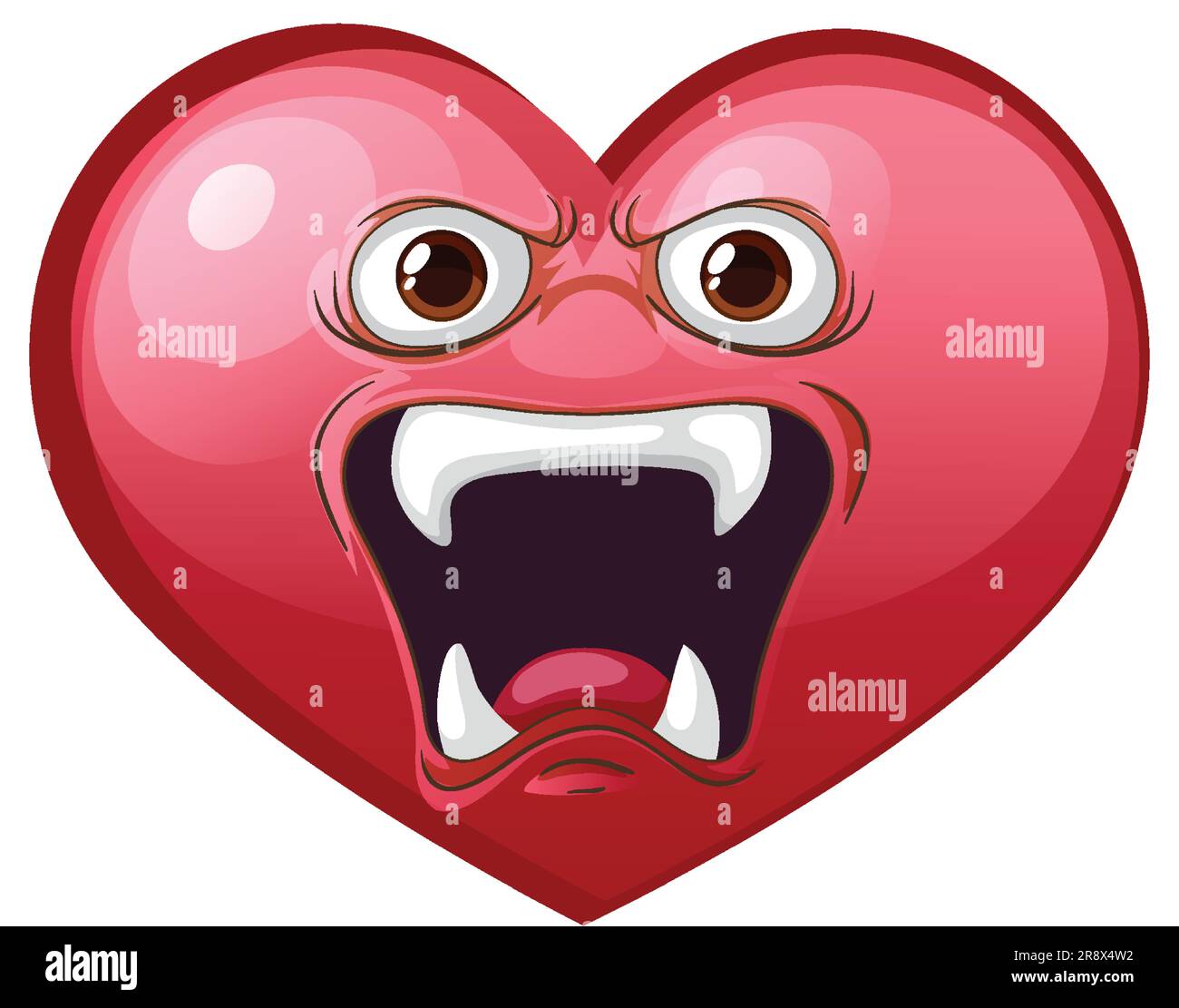 Heart shape with evil facial expression illustration Stock Vector Image ...