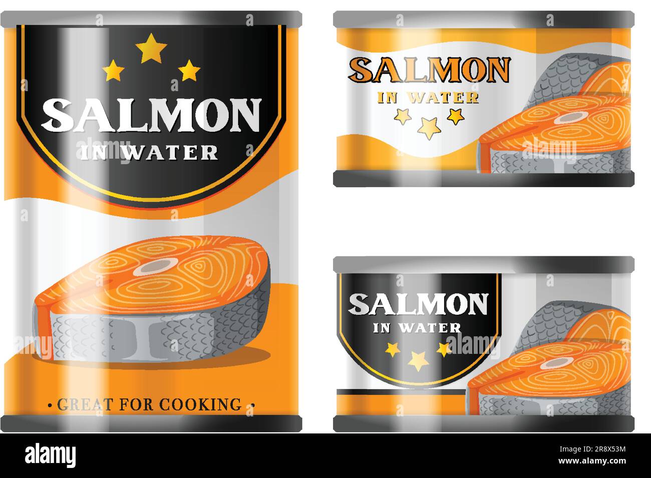 Salmon in Water Food Cans Collection illustration Stock Vector Image ...