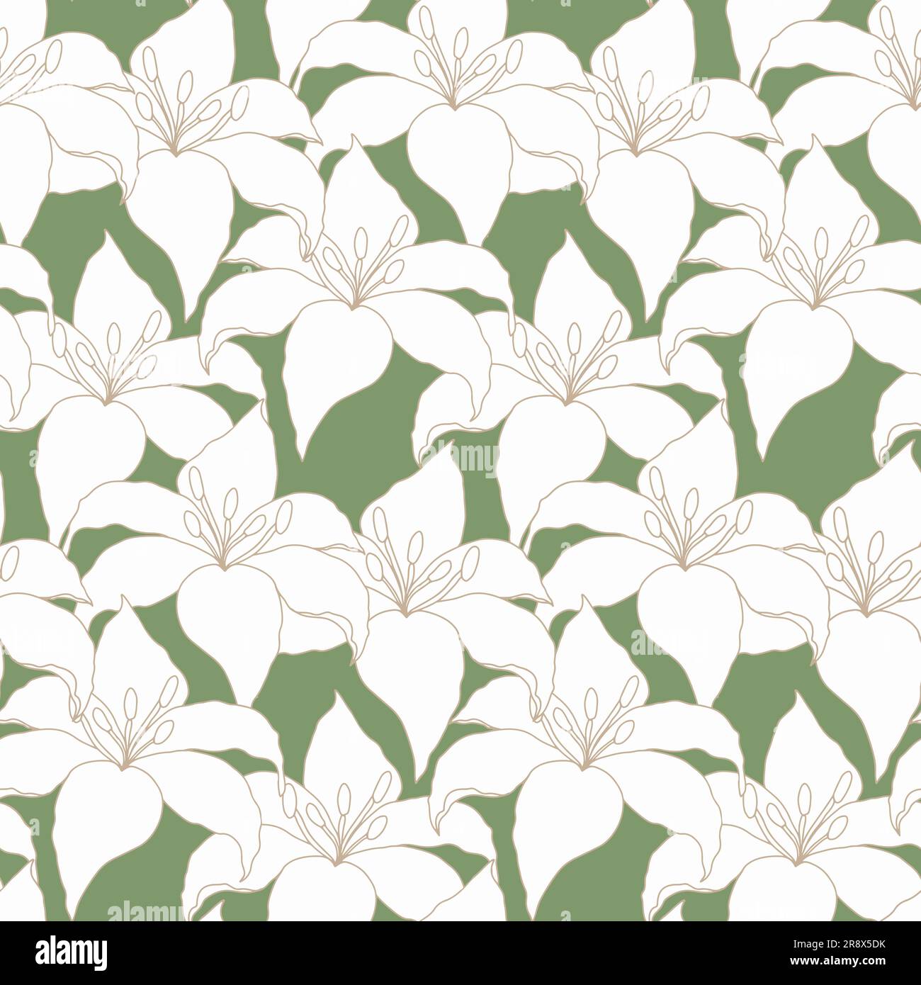 Seamless pattern. Lily flower hand drawing background Stock Vector ...