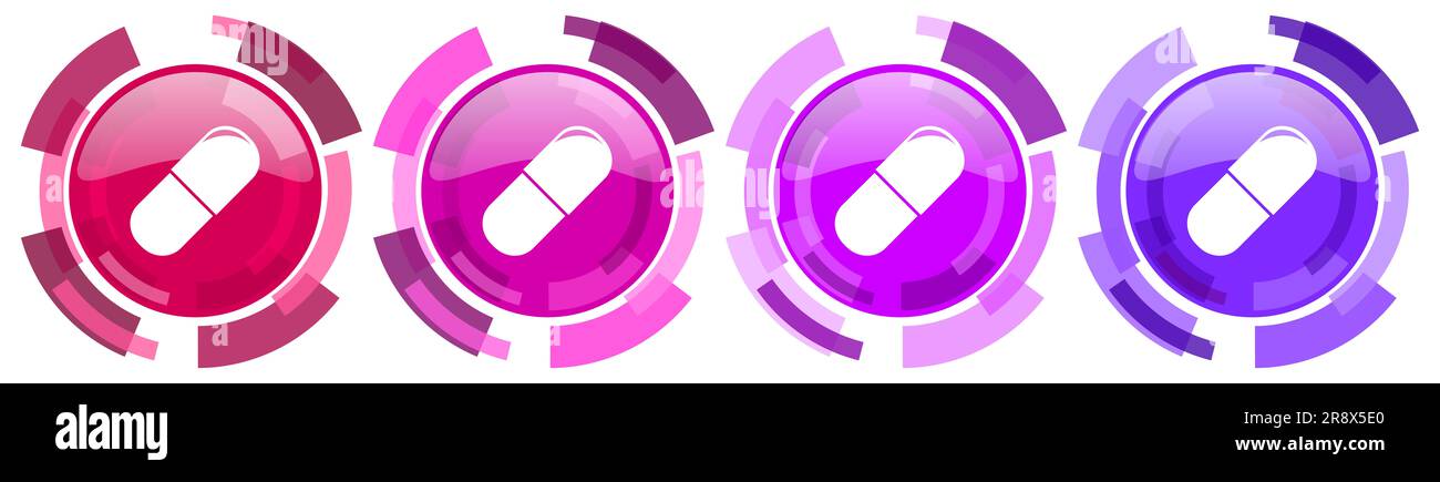 Drugs colorful icons collection, round glossy icon set isolated on ...