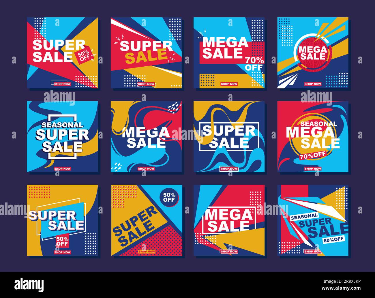 Promotion abstract square posters flat icon collection Stock Vector ...