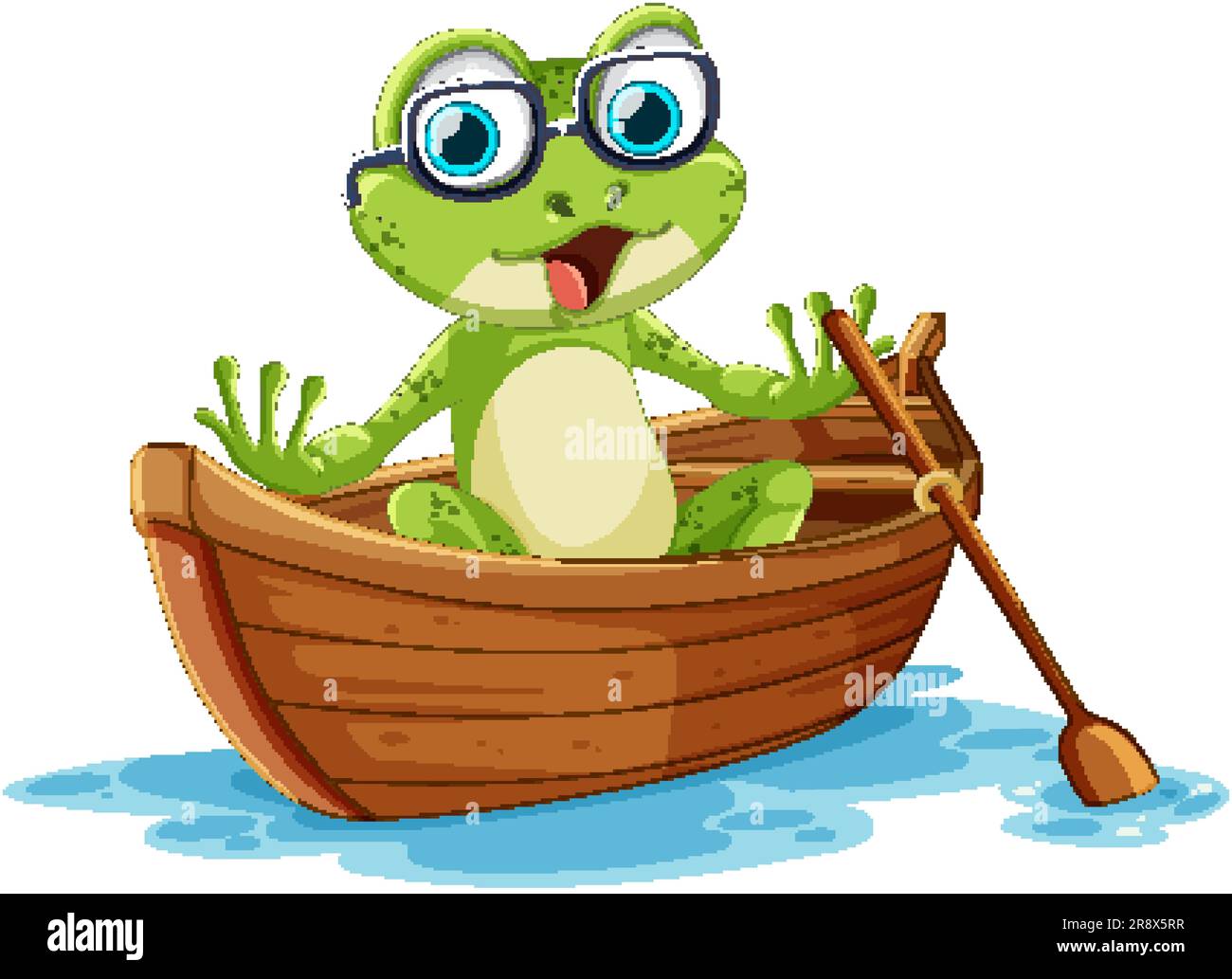 Green frog on paddle boat illustration Stock Vector Image & Art - Alamy