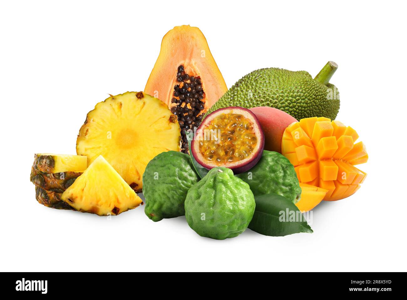 Many different fresh fruits on white background Stock Photo - Alamy