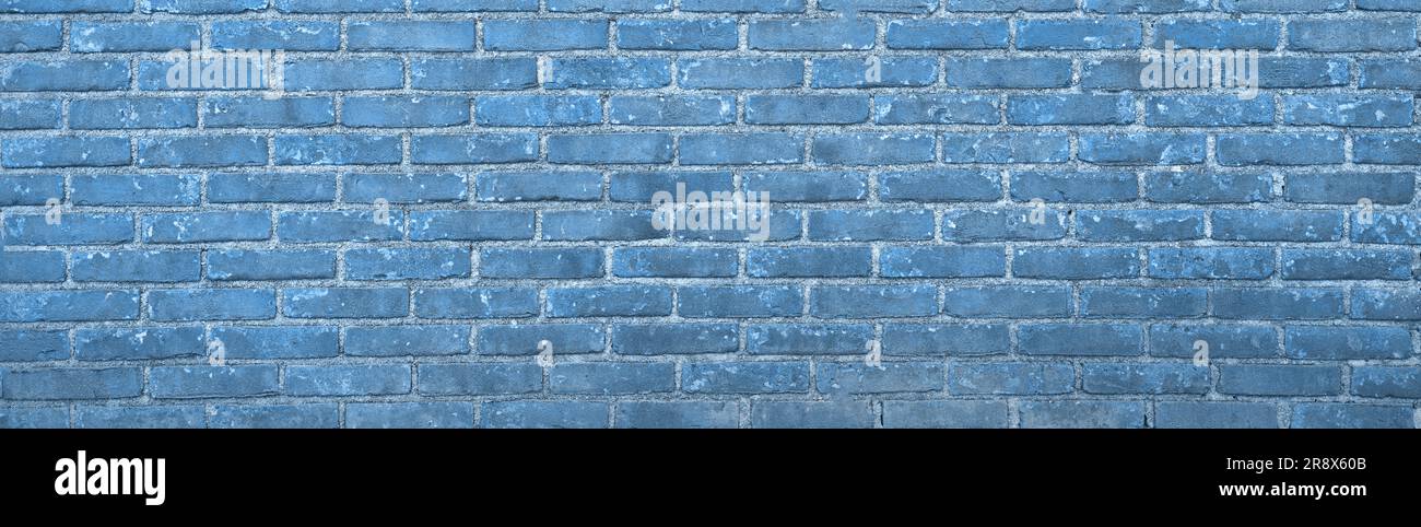 Texture of steel blue color brick wall as background, banner design ...