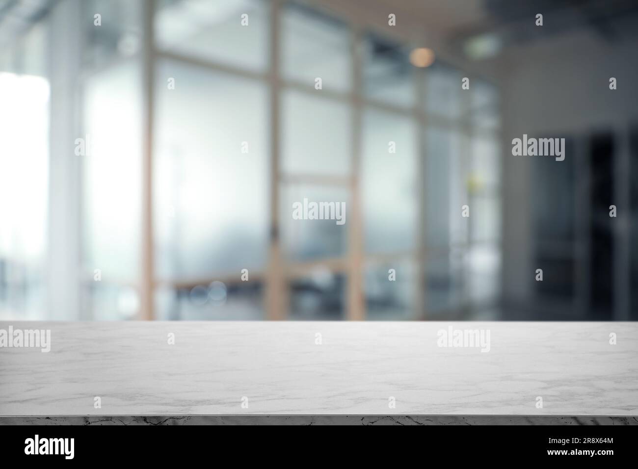 Empty marble table in hall. Space for design Stock Photo - Alamy