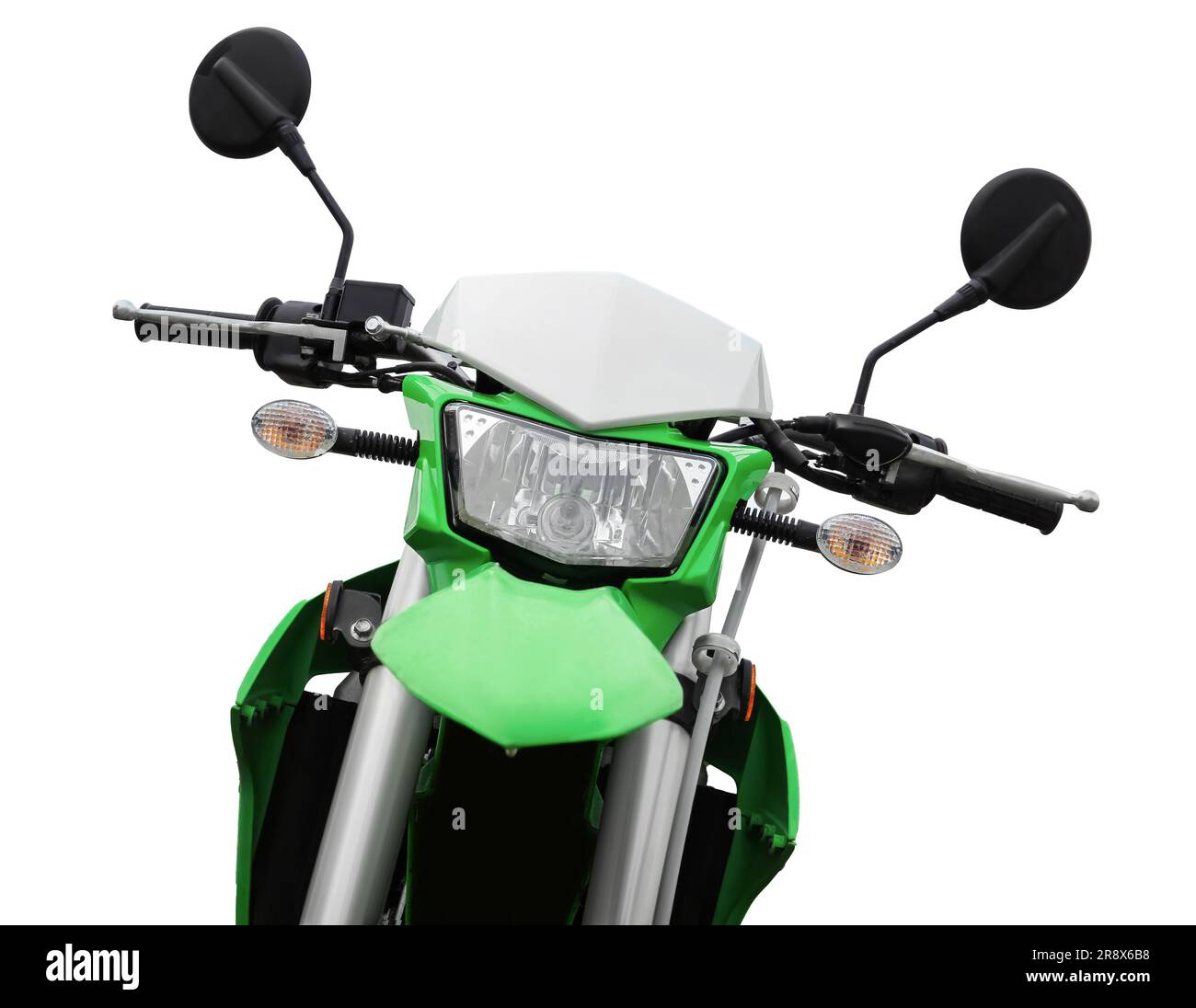 Stylish green cross motorcycle on white background Stock Photo - Alamy