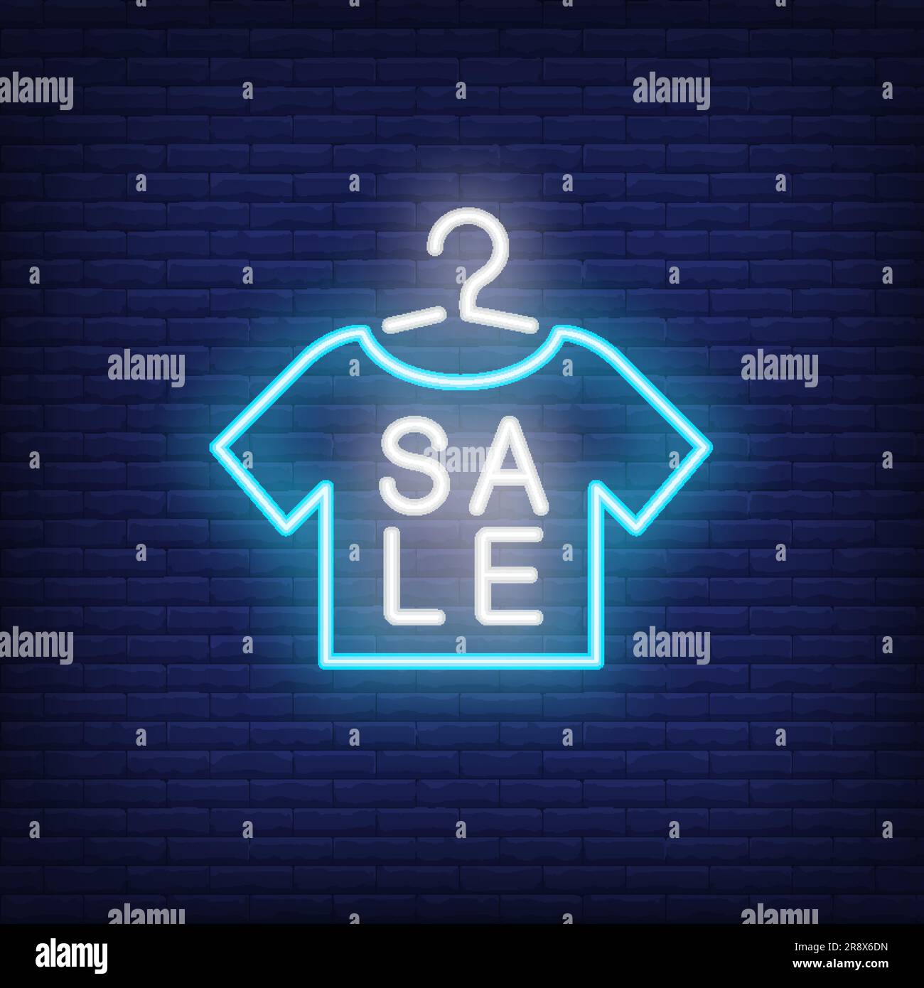 Sale neon sign with tshirt shape. Night bright advertisement Stock ...
