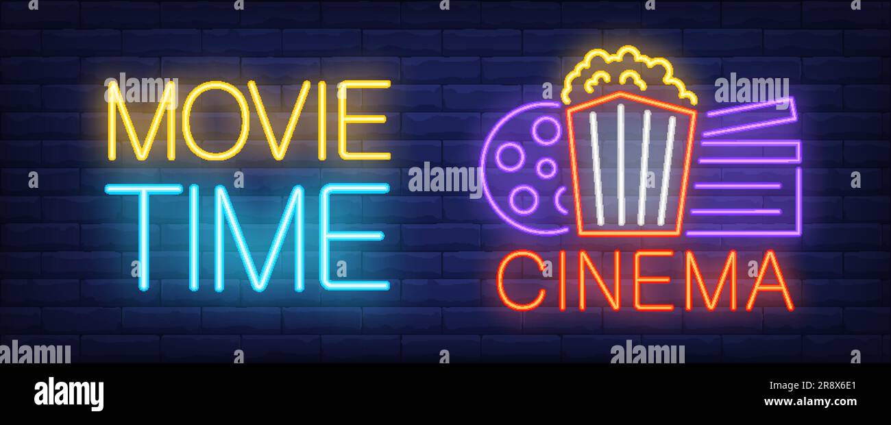 Movie time neon sign Stock Vector Image & Art - Alamy