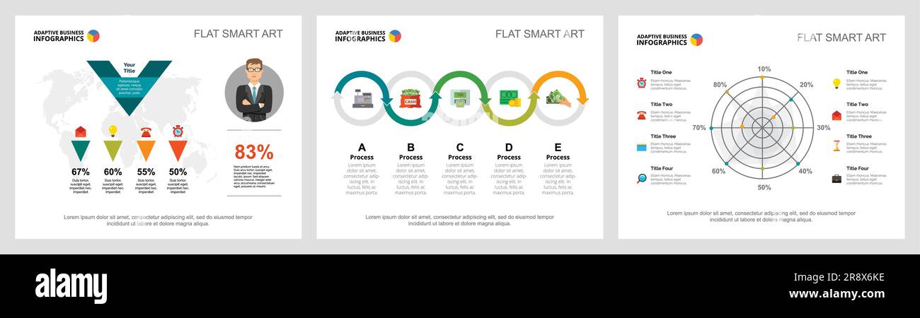 Colorful analytics or consulting concept infographic charts set Stock ...