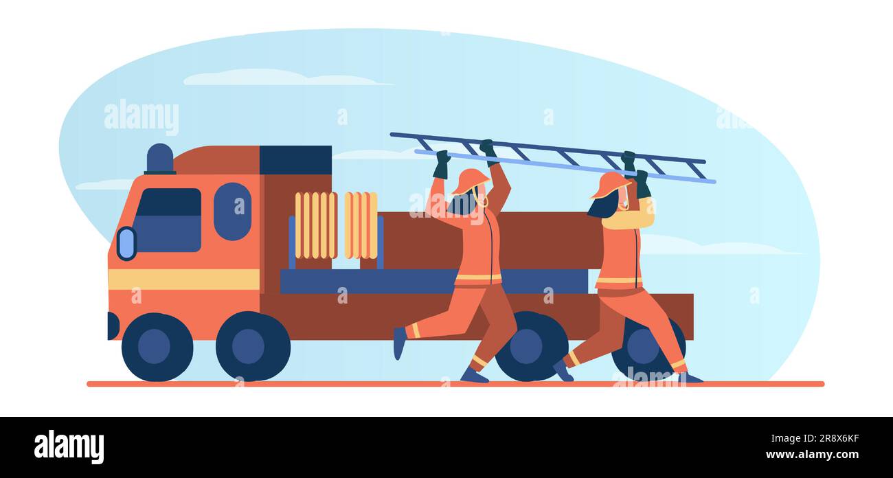 Firefighters rescue extinguish fire Cut Out Stock Images & Pictures - Alamy