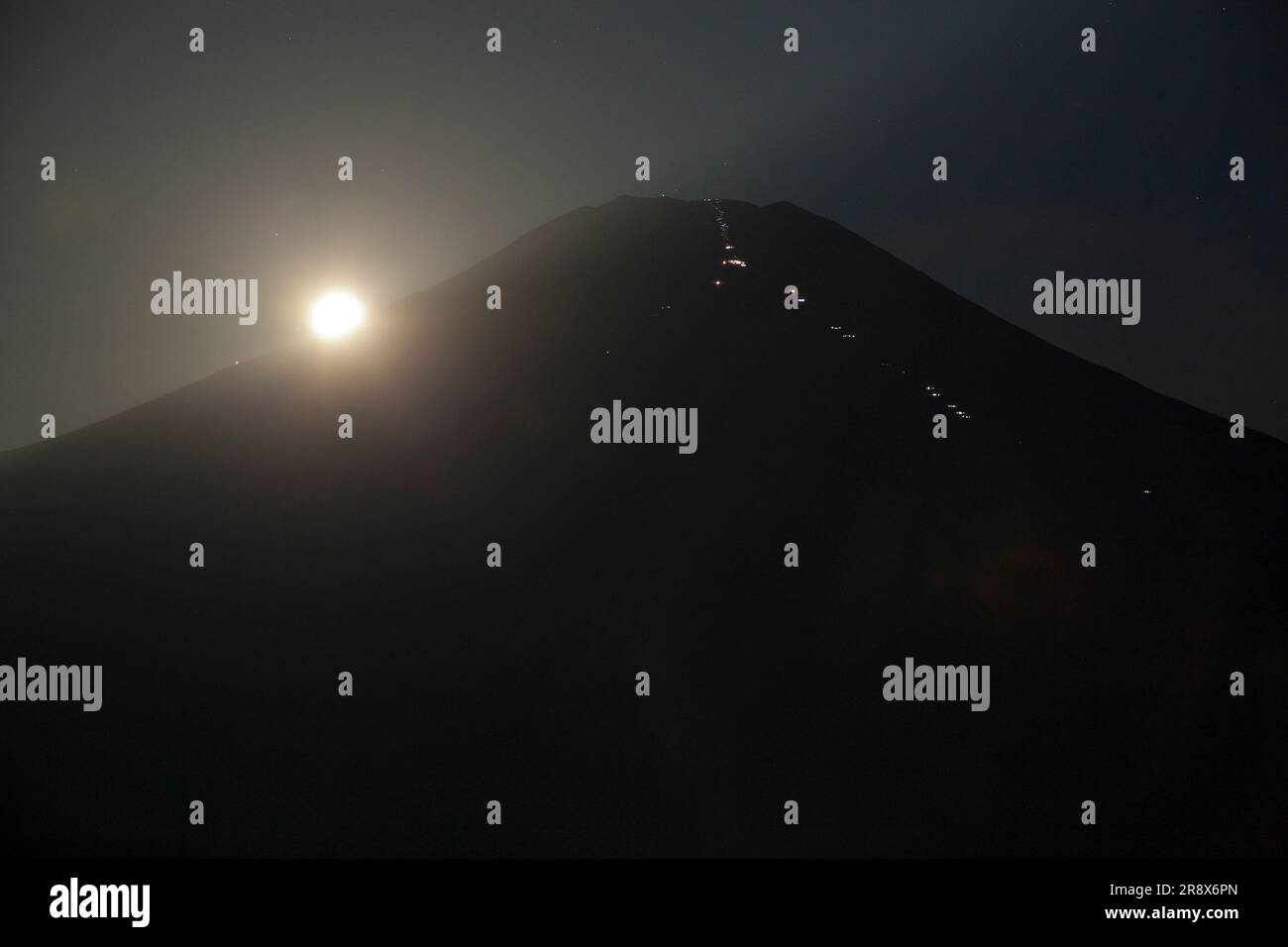 The full moon and Mount Fuji Stock Photo - Alamy