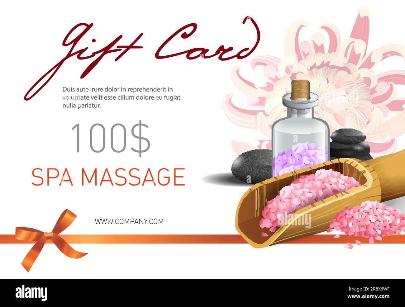 Gift card, spa massage lettering and pink salt Stock Vector Image & Art ...