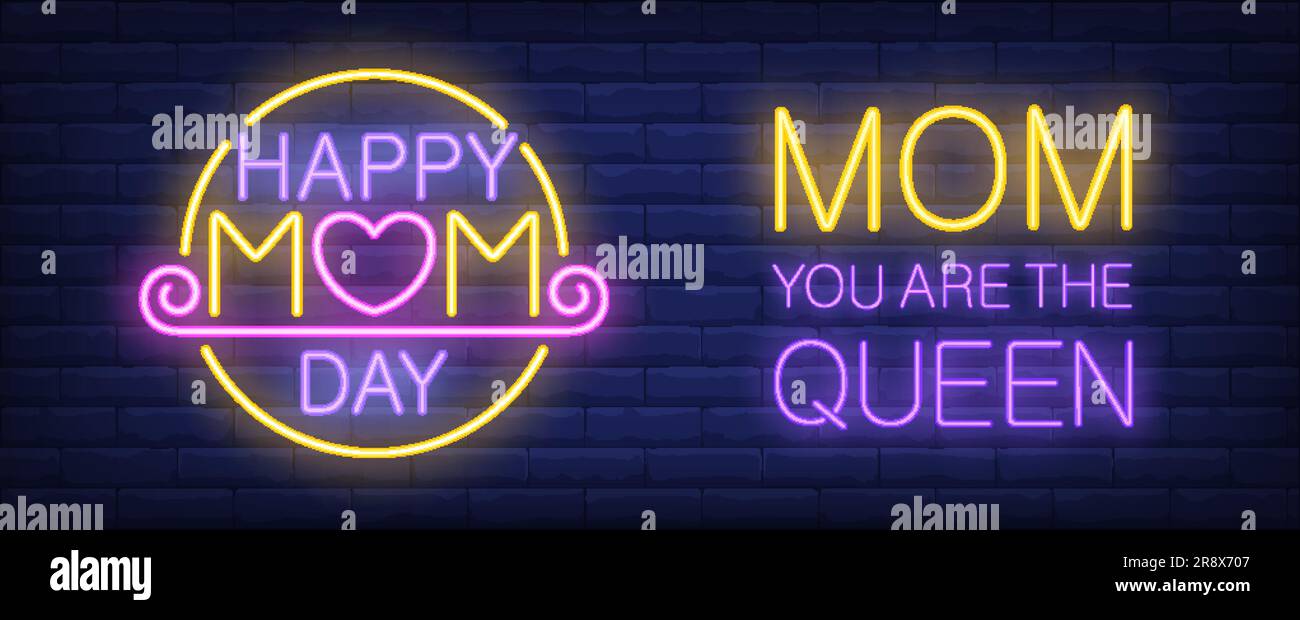 Happy mom day neon sign Stock Vector Image & Art - Alamy