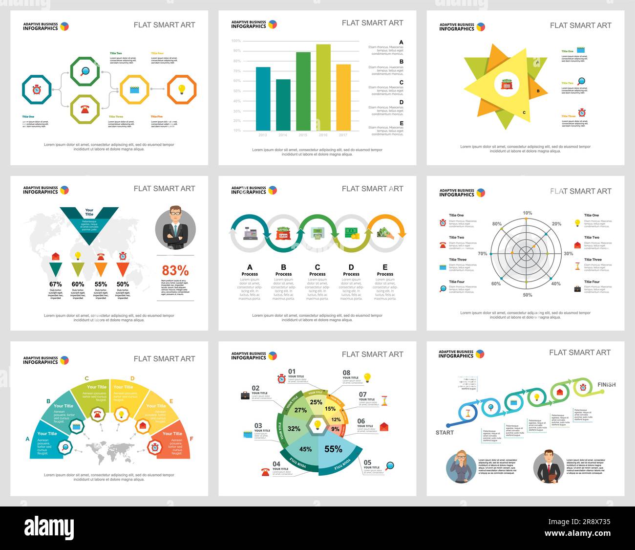 Colorful analytics or logistics concept infographic charts set Stock ...
