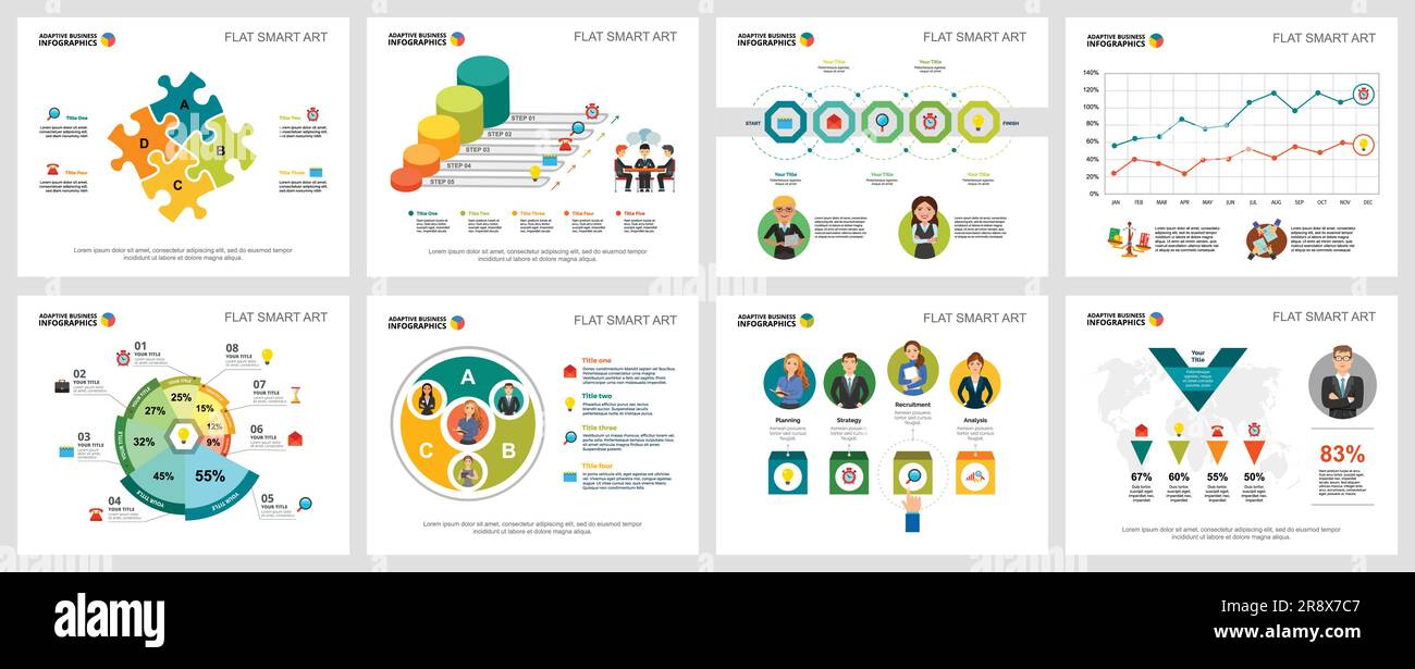 Colorful partnership or planning concept infographic charts set Stock ...