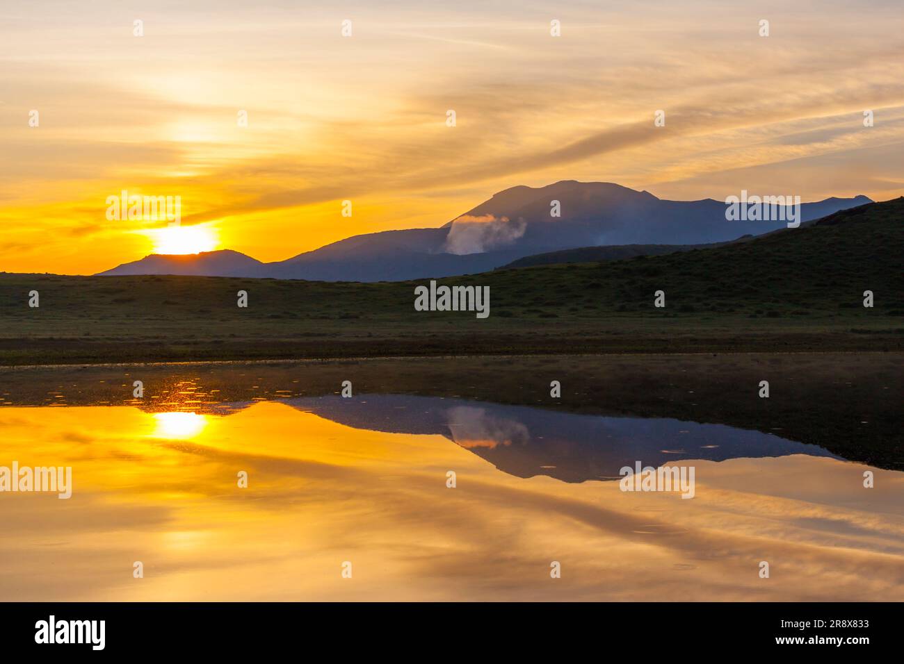 View of Kusasenri from Mount Asosan nakadake crater Stock Photo - Alamy