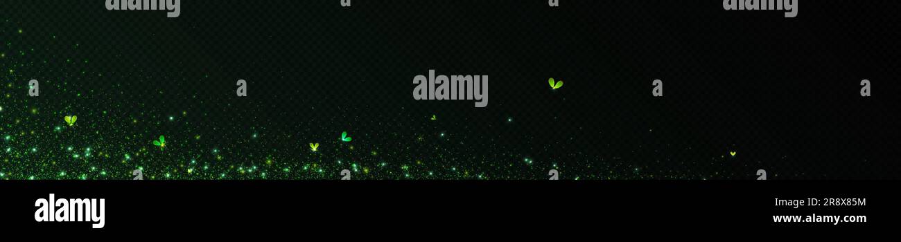 Green magic firefly bug light glow vector effect. Glowworm dust spell ...